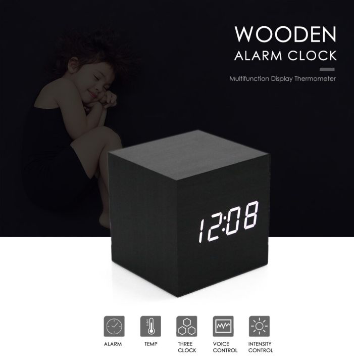 2019 Original Wooden LED Alarm Clock Despertador Temperature Sounds ... 2019 Original Wooden LED Alarm Clock Despertador Temperature Sounds ...