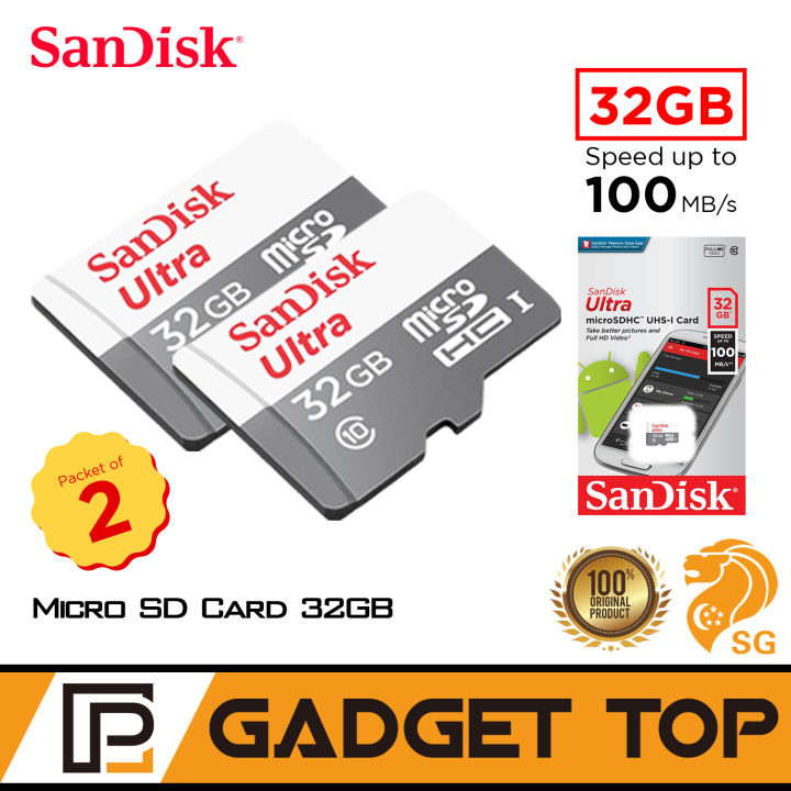 SG Seller Original SD Sandisk Ultra 32GB microSDHC UHS-I Class-10 100mb/s Transfer Speed Full HD ...