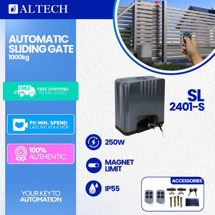 ALTECH 1000KG Sliding Gate Opener with Built-in Battery Powered by ...
