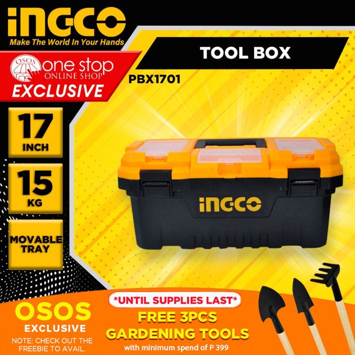 Ingco Original Plastic Tool Box Case Organizer with Removable Tray ...
