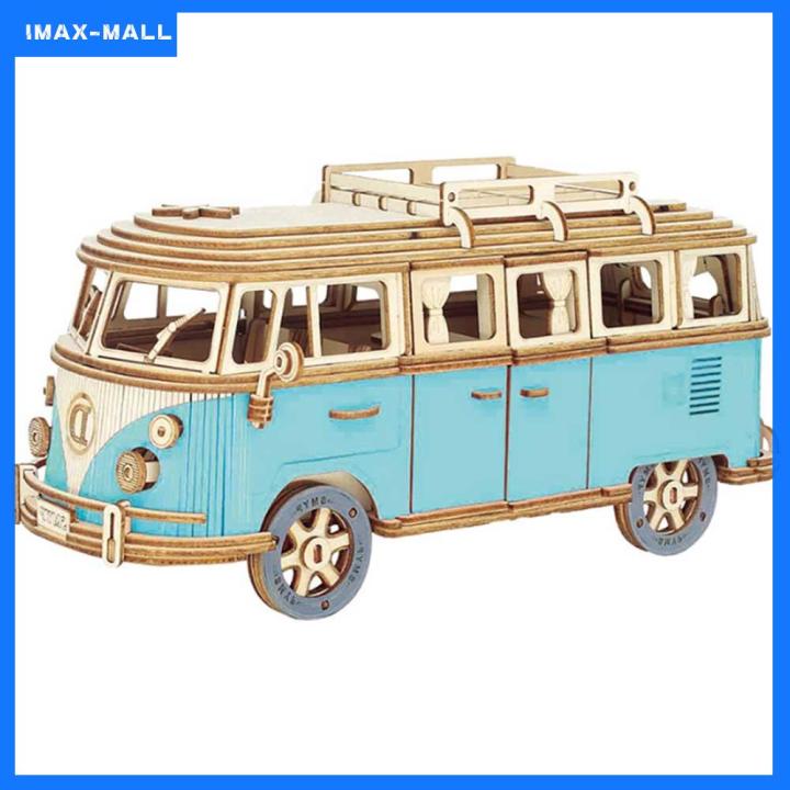 Creative 3D Wooden Volkswagon Campervan Car Model kit. Craft DIY ...