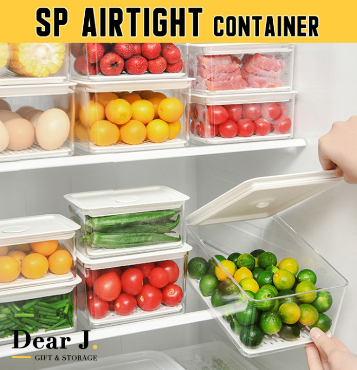 Stackable Airtight Storage Container with Removable drain tray Clear ...