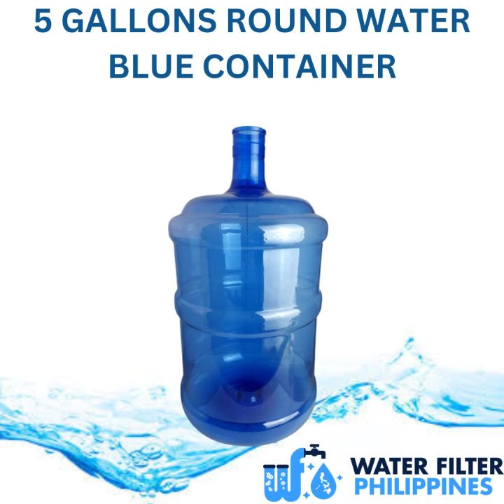 5 Gallon Round Blue / Yellow Slim Container Used for Water Station ...