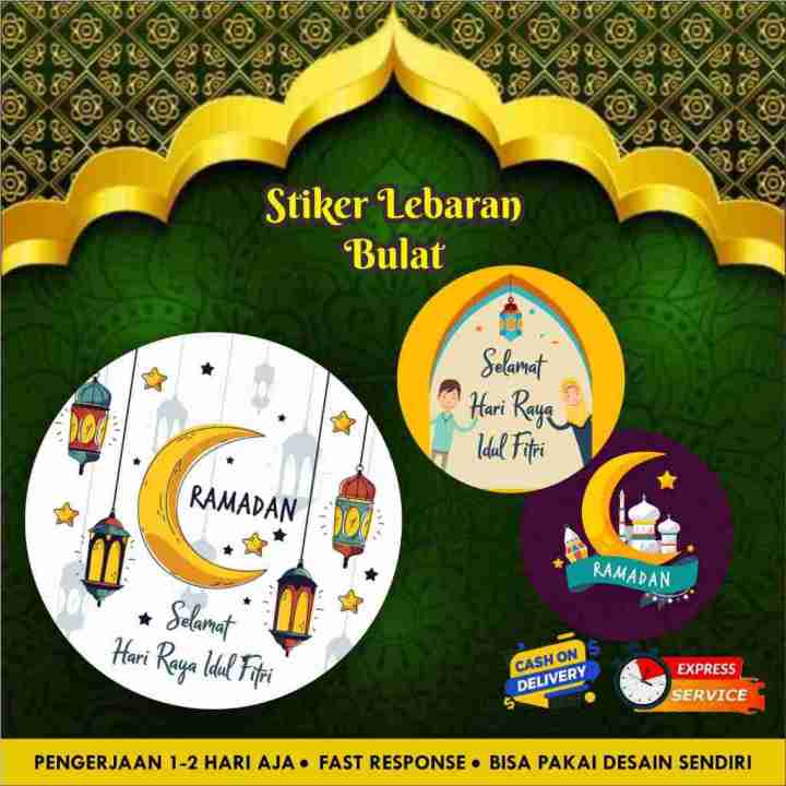 Stiker Lebaran Bulat Cromo / Eid Mubarak / Idul Fitri / Label makanan ...