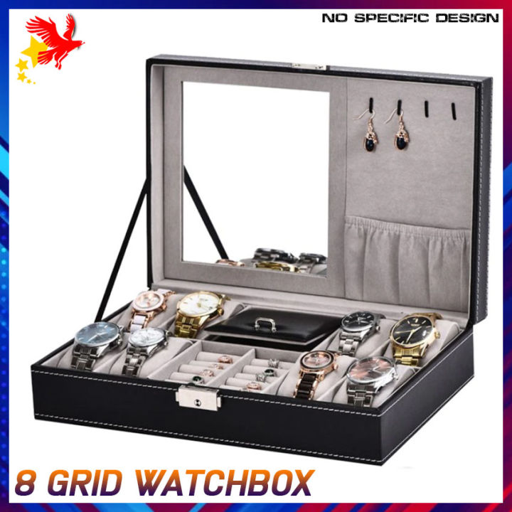 (VARIATION) 6 GRID/8 GRID/12 GRID/2 LAYER Watch Storage Organizer Box ...
