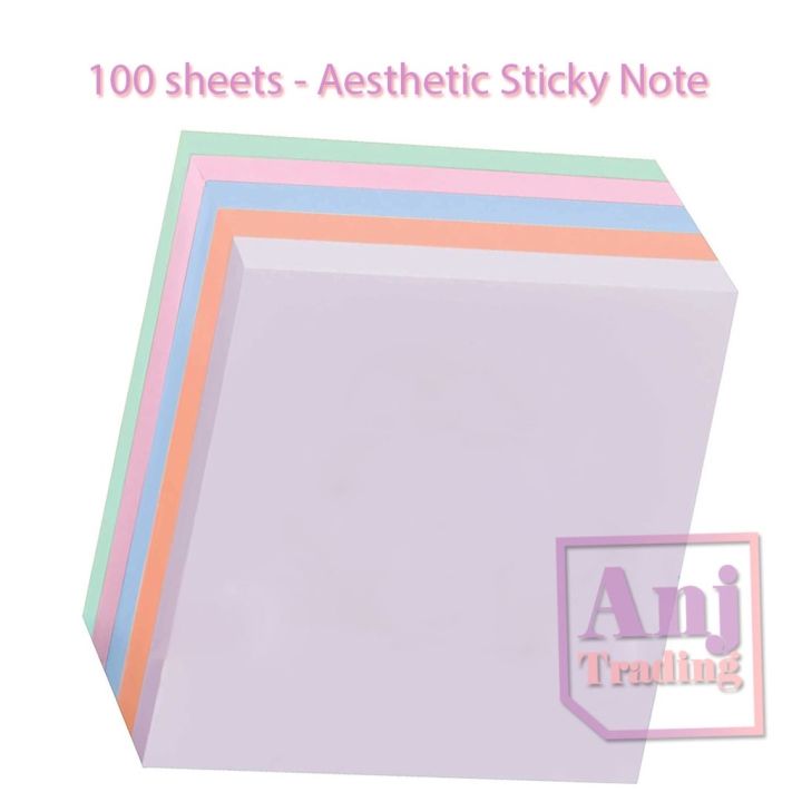 100 sheets 3x3" Aesthetic Pastel Sticky Notes School and Office ...