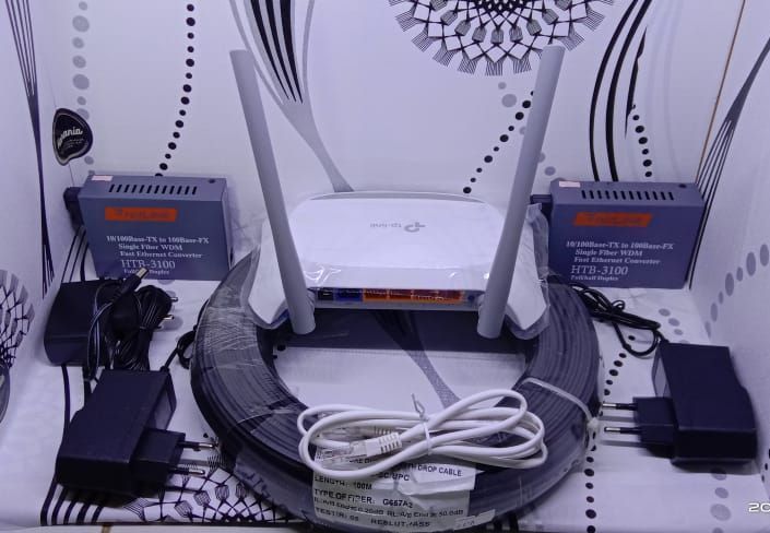 Paket Komplit TP-LINK TL-WR840N+HTB-3100A/B25KM +Kabel fiber optik ...