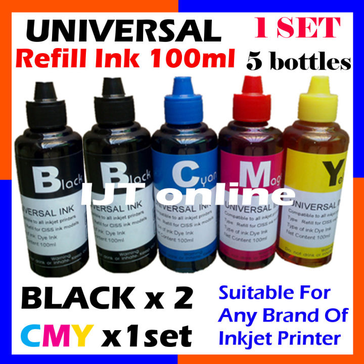 Compatible Universal Inkjet Printer Refill Ink 100ml Black / Cyan ...