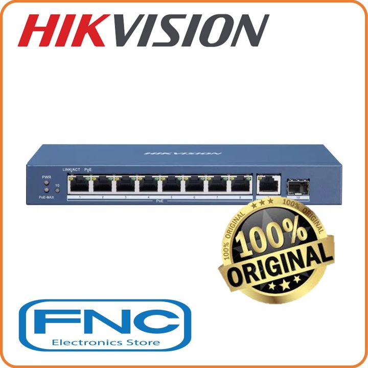 HIKVISION DS-3E0510P-E/M Network 8 × Gigabit PoE Ports With 1 × Gigabit RJ45 Port And 1 × ...