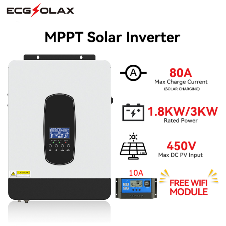 ECGSOLAX Hybrid Solar Inverter 3kw hybrid inverter Off Grid Hybrid 12V/24V 230V Inverter Built ...