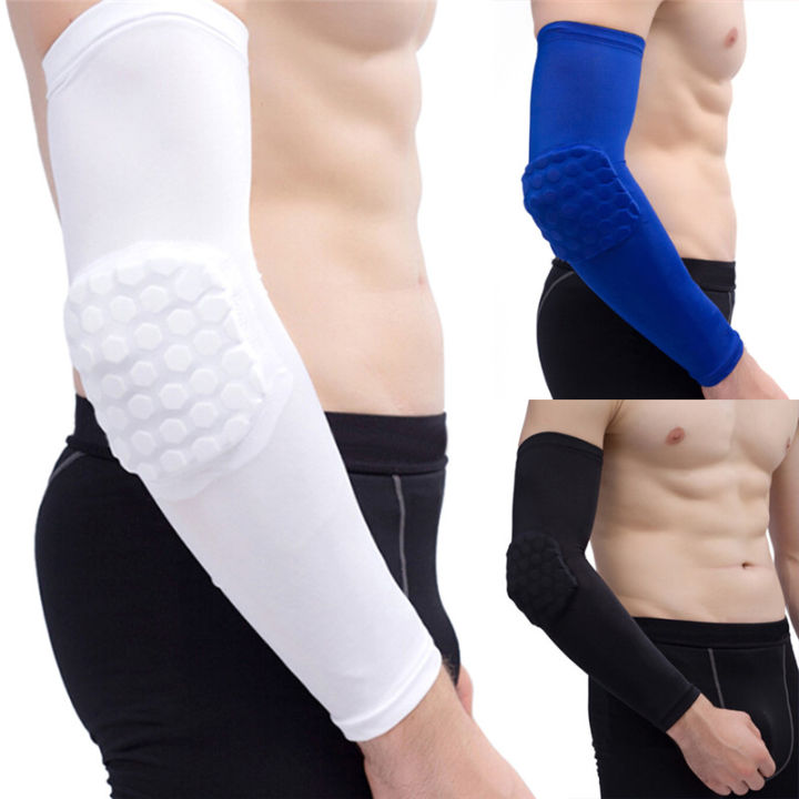 LEI Basketball Arm Sleeve With Elbow Pads Protector Anti-Shock Stretch ...