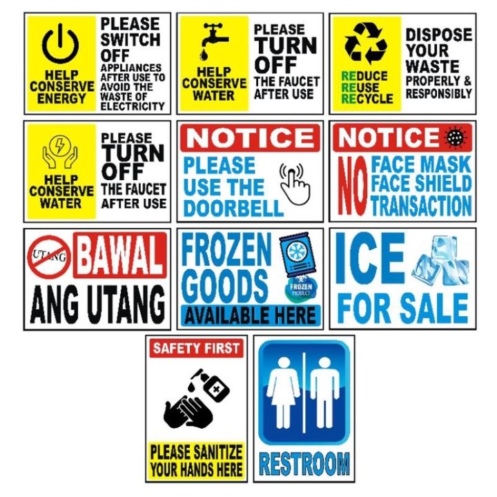 PLASTIC signage for establishment A4 size ice sale reduce reuse recycle ...