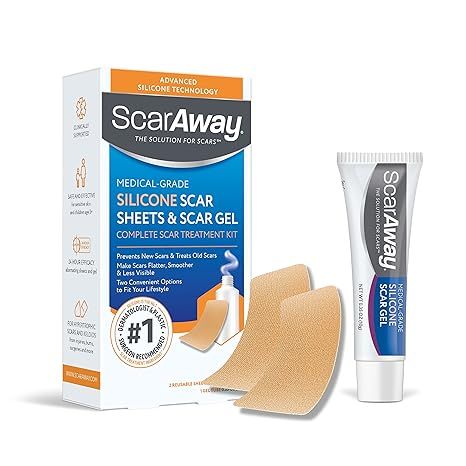 ScarAway The Solution for Scars Treatment Kit (2 Sheets & 1 Tube Gel ...