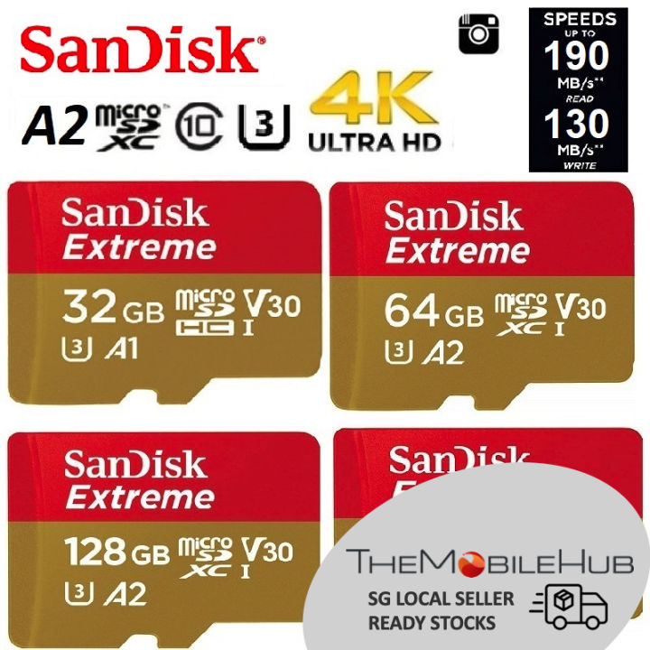 SanDisk Extreme 32GB 64GB 128GB 256GB 512GB 1TB U3 4K Up to 190MB/S ...