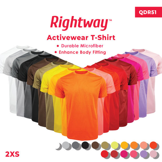 RIGHTWAY Quick Dry Round Neck Small Size 2XS Unisex Microfiber Plain ...