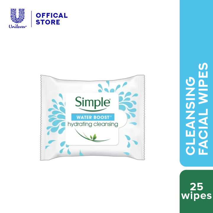 Simple Water Boost Hydrating Cleansing Wipes Removal Make-up Facial ...