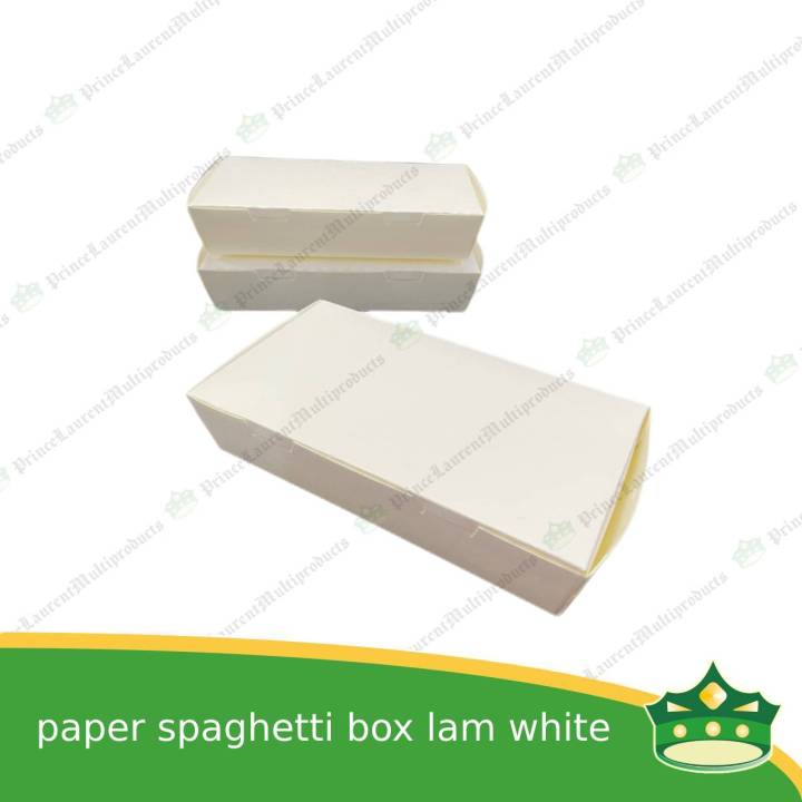 [50 pcs] paper spaghetti box laminated white for take-out take home ...
