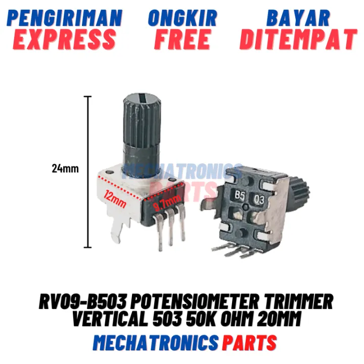 RV09-B503 POTENSIOMETER POTENSIO TRIMMER VERTICAL 503 50K OHM 20mm ...
