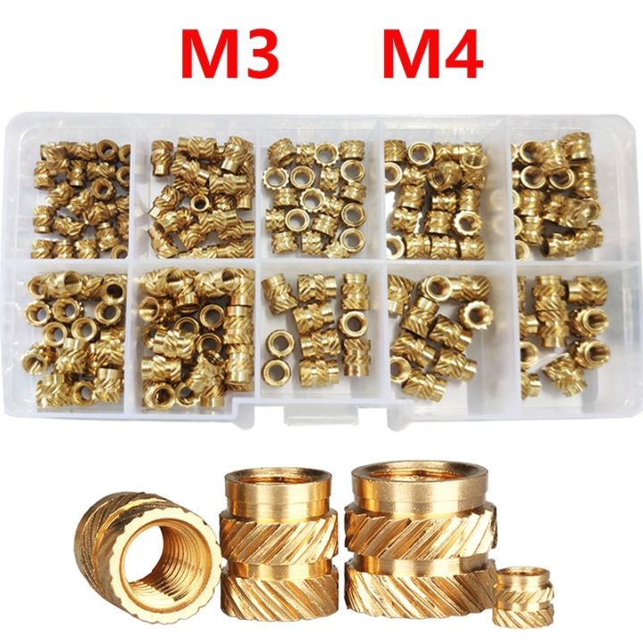 M3 m4 Brass Hot Melt Knurled Copper Insert Nuts Set 170pcs Threaded Insert Heating Application ...