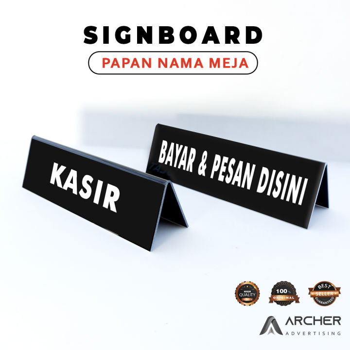 PAPAN NAMA MEJA / SIGN BOARD / KASIR / BAYAR & PESAN DISINI / AKRILIK ...