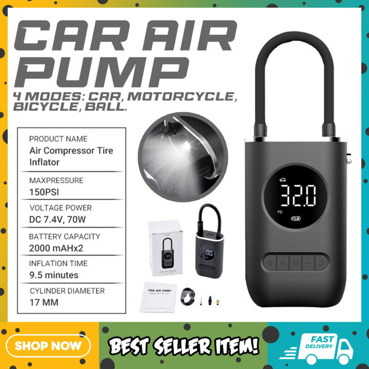 Portable Battery Pump Compressor CZK-3668 Cordless Tire Inflator ...