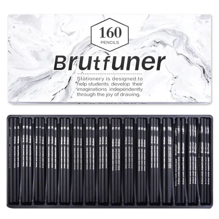 Brutfuner 14/160pcs 4H-14B Wooden Lead Pencils Set Professional Drawing ...