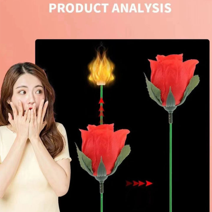 Magic rose with fire extinguishing ring, torch turns into rose, wedding ...