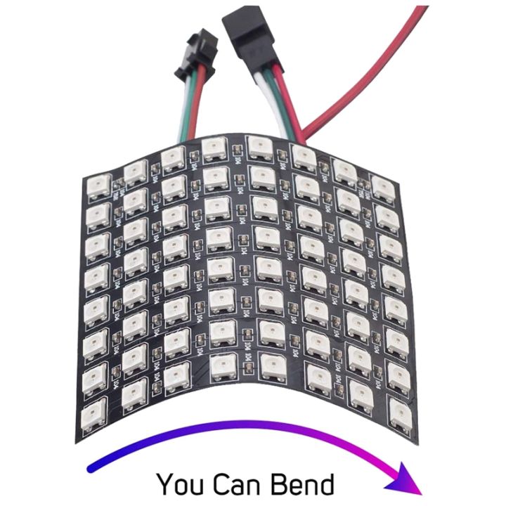 (TENK) WS2812B RGB LED Digital Flexible Individually Addressable Panel Light WS2812 8X8 Module ...