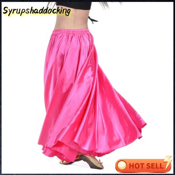 Syrupshaddocking Professional Satin Long Sun Skirt Belly Dance Skirt Spanish Skirt Dancing Skirt
