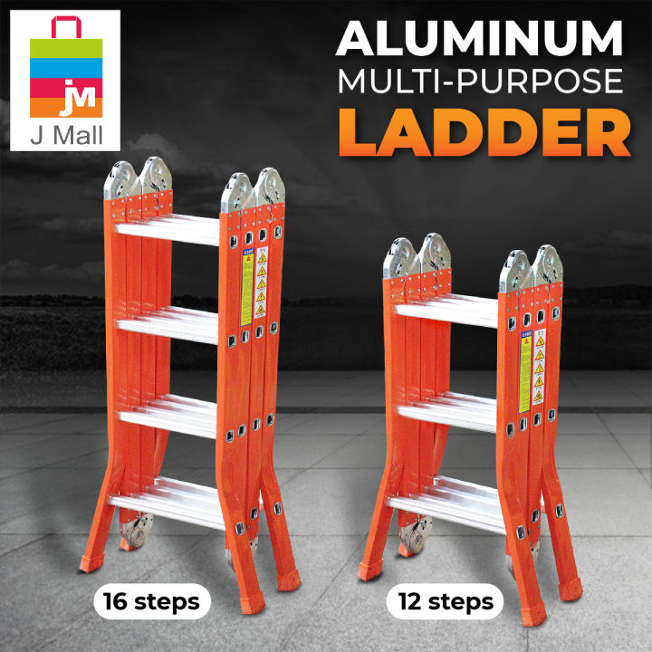 MCPRO Multipurpose Aluminum Ladder 12 Steps / 16 Steps Folding Ladder ...