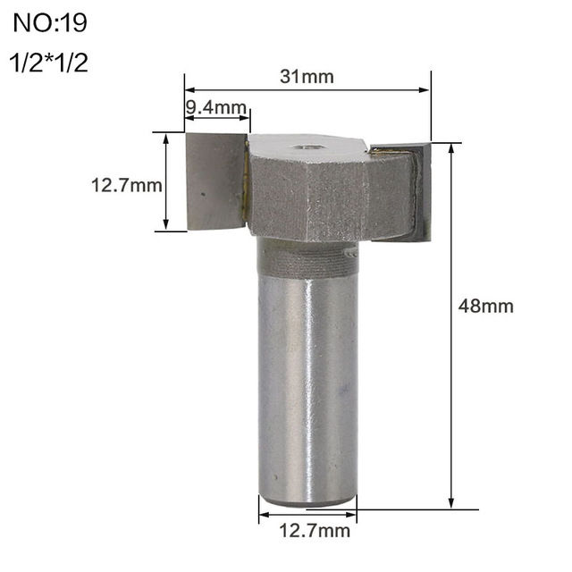 1pcs 1/4and1/2 Shank T type slotting cutter router bits for woodworking ...