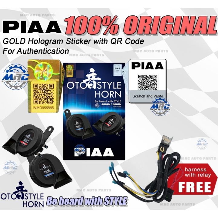 PIAA OTO STYLE HORN with HOLOGRAM STICKER 400Hz / 500Hz. 100% ORIGINAL with GOLD and Silver QR ...