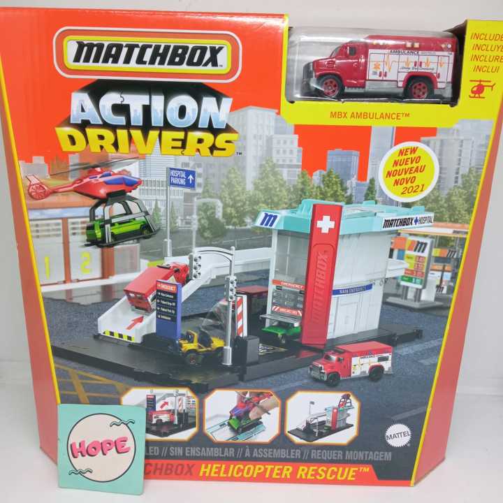 Matchbox Action Drivers MBX Ambulance Matchbox Helicopter Rescue Set ...