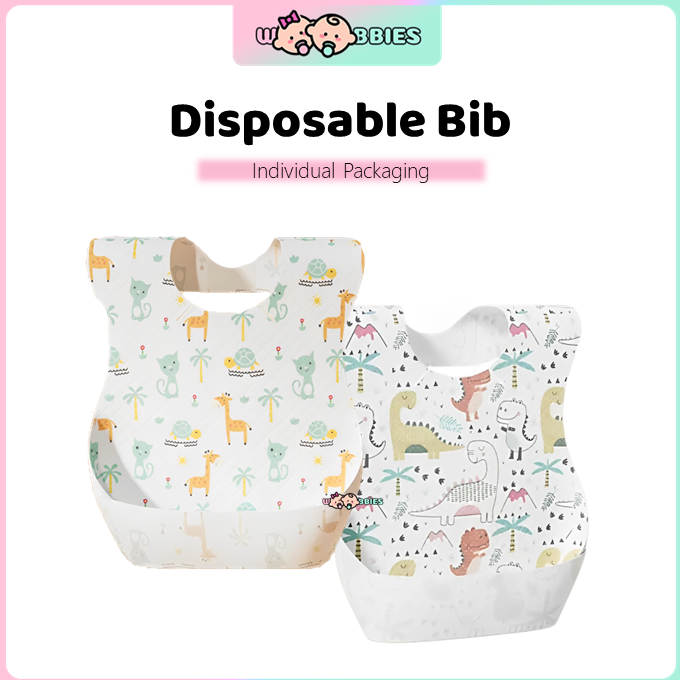 👶🏻Woobbies Individual Packing Disposable Baby Bib Waterproof Proof ...
