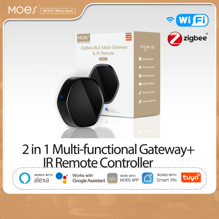 MOES Tuya Smart Home WiFi 2 in 1 Wireless Multi-function BLE Mesh+ZigBee Gateway with 38K IR ...