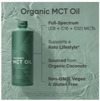 Sports Research, Organic MCT Oil, Keto C8, 16 fl oz (473 ml) | 32 fl oz ...