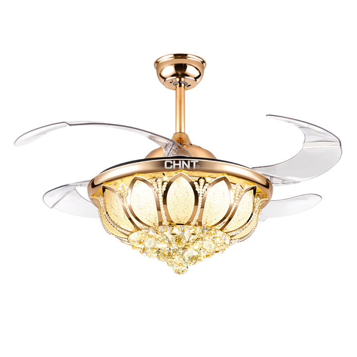 CHNT Crystal Chandelier Ceiling Fan with Light Remote Control 3 Colors ...