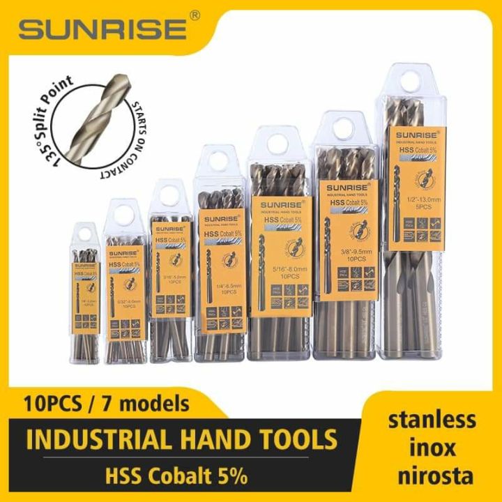 Sunrise Cobalt Hss Drill Bit for Metal Stainless Aluminum 1/8 (3mm) - 1 ...