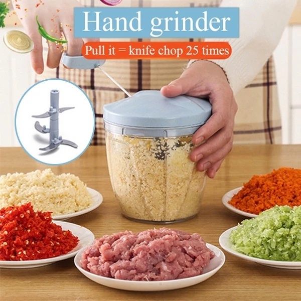 900ml Hand Chopper Manual Rope Food Processor With Pounding Garlic ...