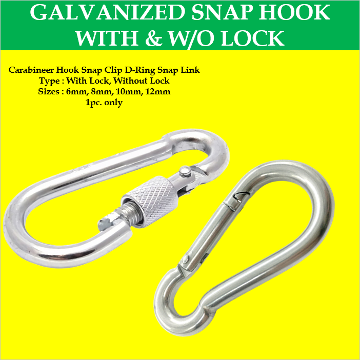 MAGO 10mm -12mm Spring Link Snap Hook W/O Lock Metal Lock Carabiner ...