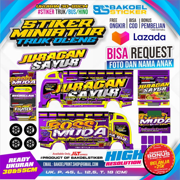 Stiker Miniatur Truk Oleng New Varian ukuran 30-55cm | Lazada Indonesia