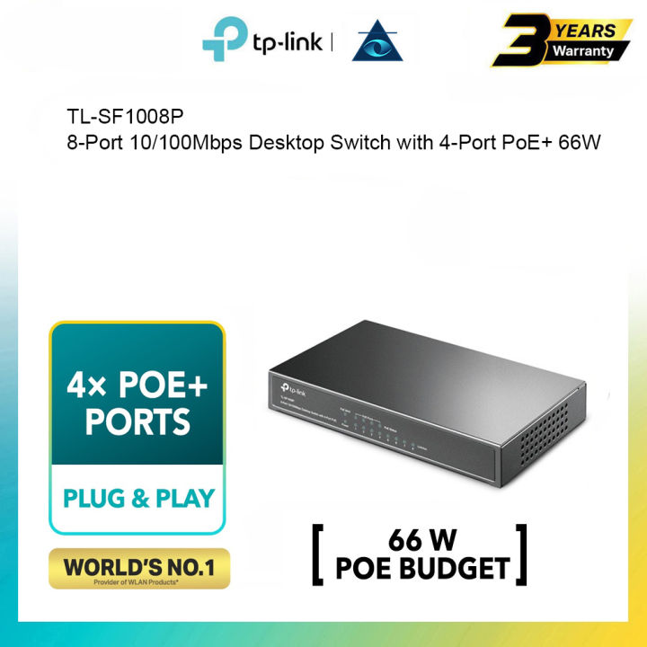TP-Link TL-SF1008P 8-Port 10/100Mbps Desktop Switch with 4-Port PoE+ ...