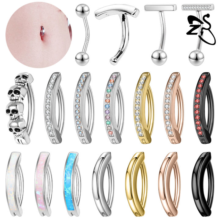 1 PC Belly Button Clicker 925 Sterling Silver Belly Button Ring Crystal ...