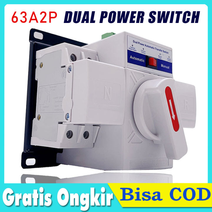 Automatic Transfer Switch 63A ATS 2P 220 V Dual Power Switch / Otomatis Pln Ke Genset | Lazada ...