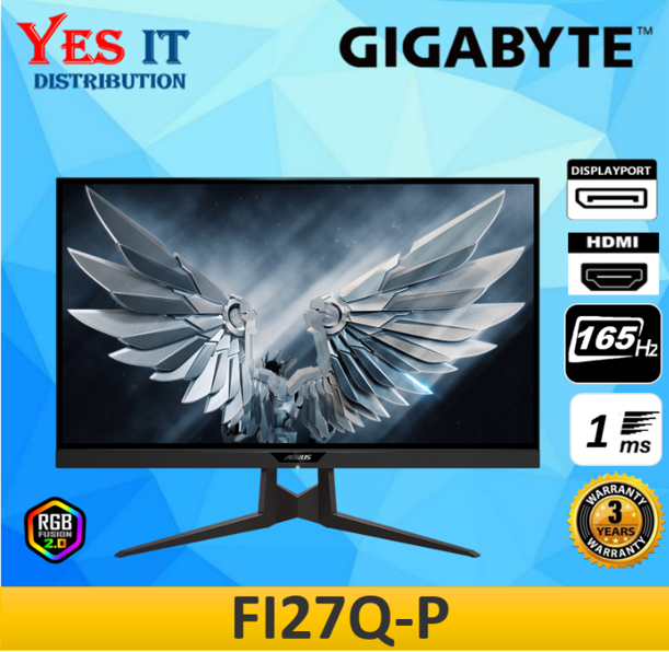 Gigabyte Aorus 27" 165Hz 1ms QHD RGB IPS HBR3 Gaming Monitor (FI27Q-P ...
