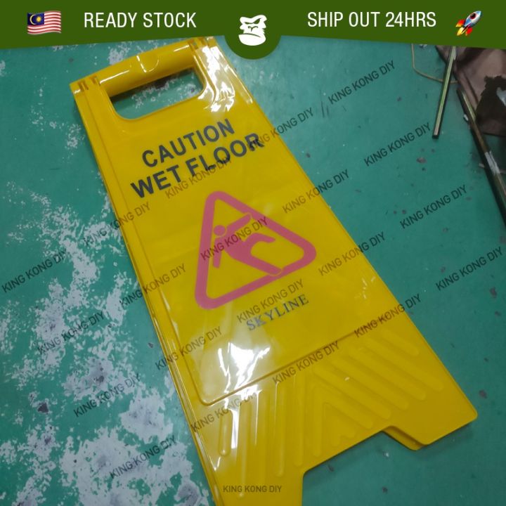 AWAS / CAUTION WET FLOOR PVC Warning Sign Plate Papan Tanda Lantai ...