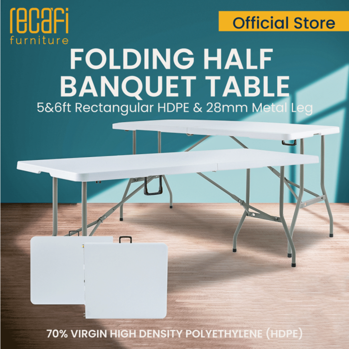 Recafi Furniture 5ft/6ft HDPE Rectangular Folding Banquet Table | Multipurpose Table | Buffet ...