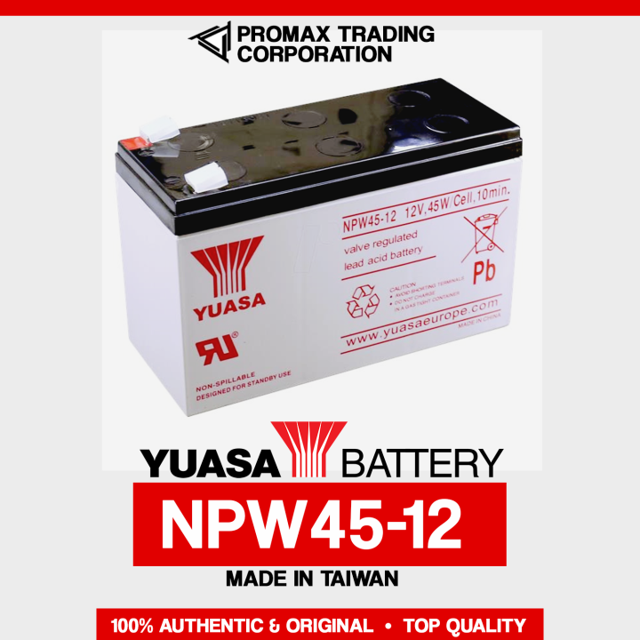 Yuasa Valve Regulated Lead Acid Battery Made in Taiwan - NPW45-12 ...