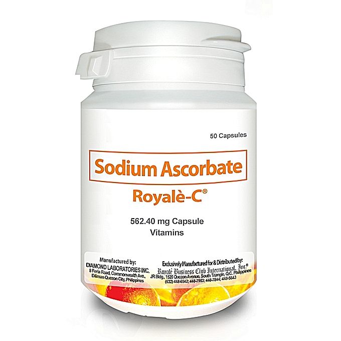 ROYALE-C SODIUM ASCORBATE (Vitamin C) - 562.40mg per caps (50 Capsules ...