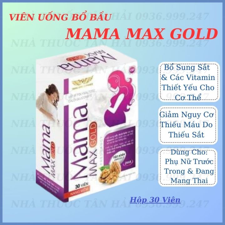 Viên uống MAMA MAX GOLD bổ sung vitamin tổng hợp cho phụ nữ chuẩn bị ...